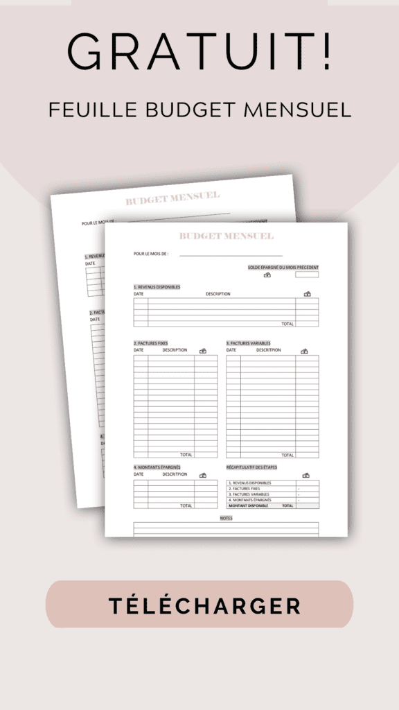 feuille budget enveloppe à imprimer gratuit