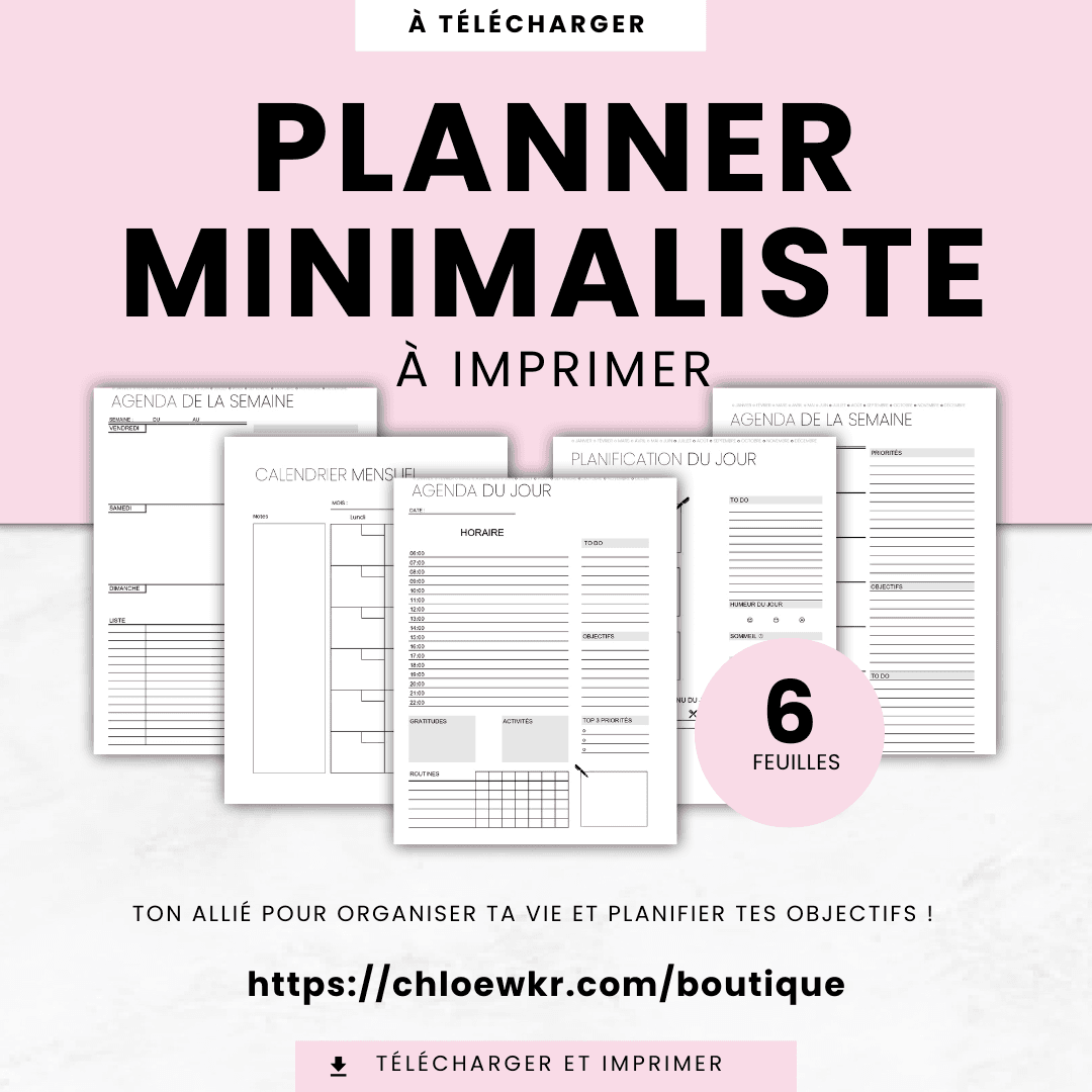 Agenda non daté minimaliste - Chloé Wkr