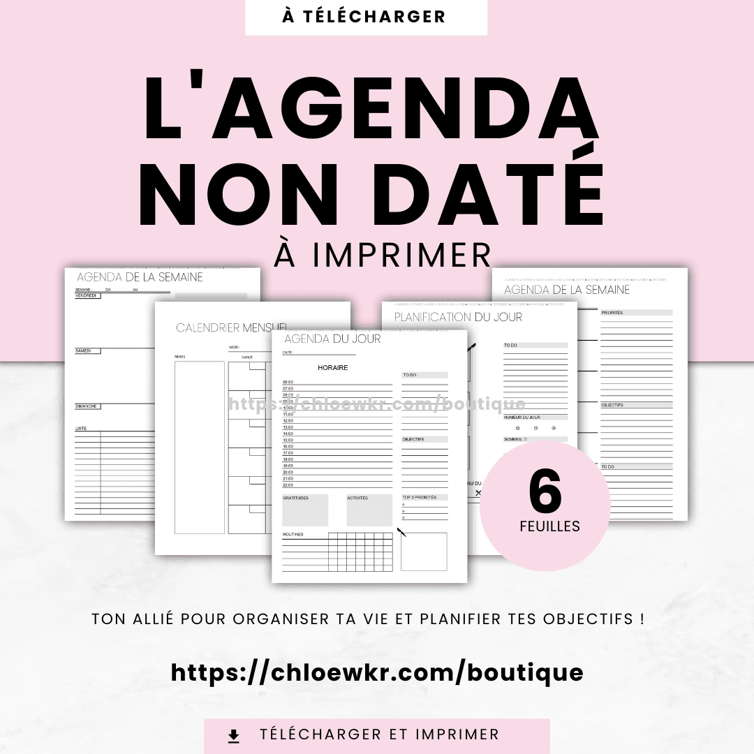 Agenda mensuel à imprimer - Chloé Wkr